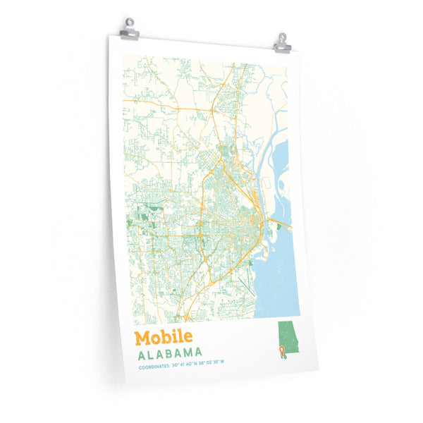 Mobile Alabama City Street Map Poster - Allegiant Goods Co.