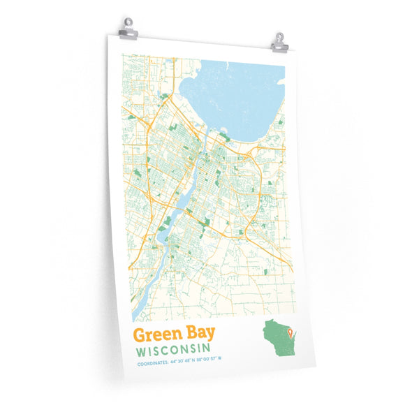 Green Bay Wisconsin City Street Map Poster - Allegiant Goods Co.