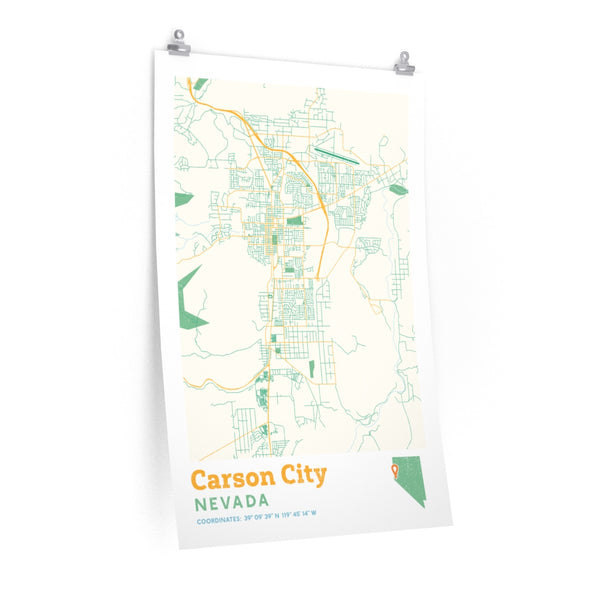 Carson City Nevada City Street Map Poster - Allegiant Goods Co.