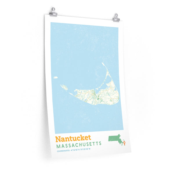 Nantucket Massachusetts City Street Map Poster - Allegiant Goods Co.