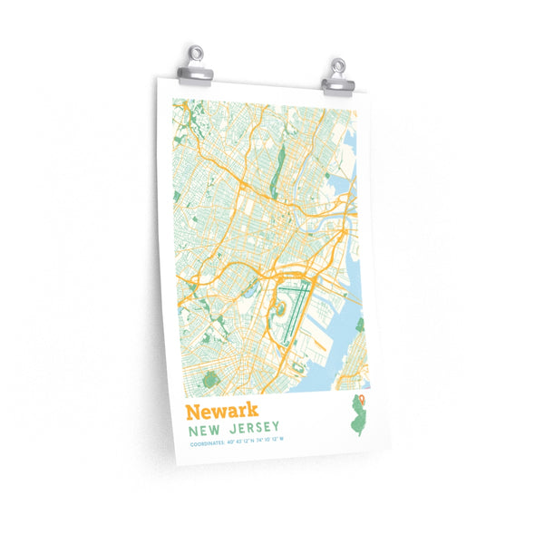 Newark New Jersey City Street Map Poster - Allegiant Goods Co.