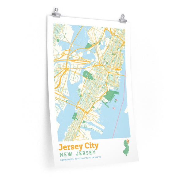 Jersey City New Jersey City Street Map Poster - Allegiant Goods Co.