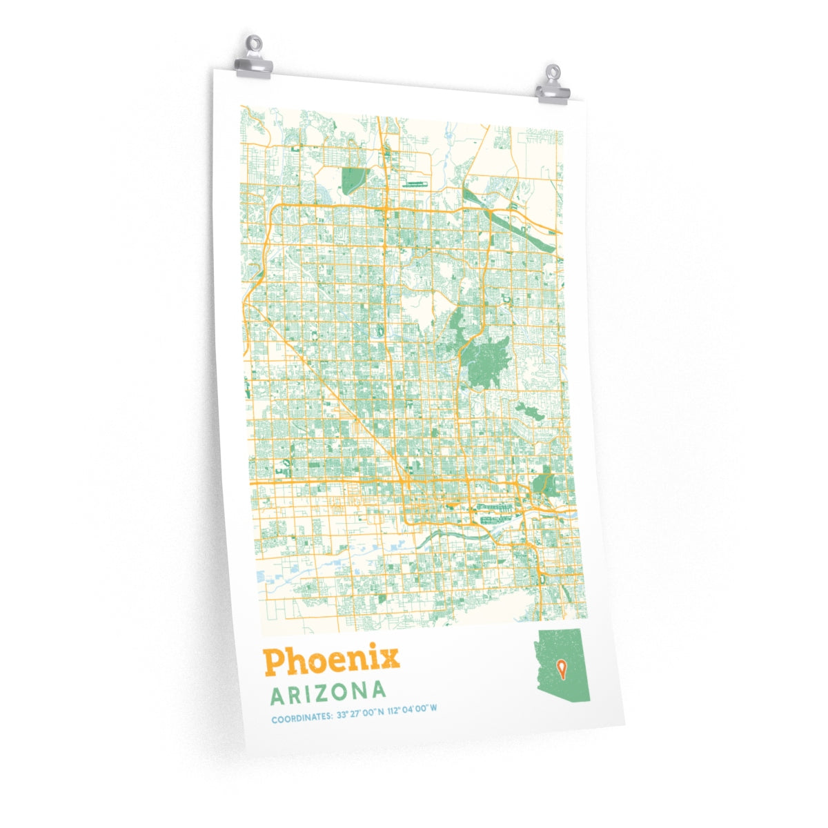Phoenix Arizona City Street Map Poster - Allegiant Goods Co.
