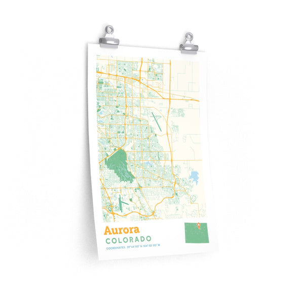 Aurora Colorado City Street Map Poster - Allegiant Goods Co.