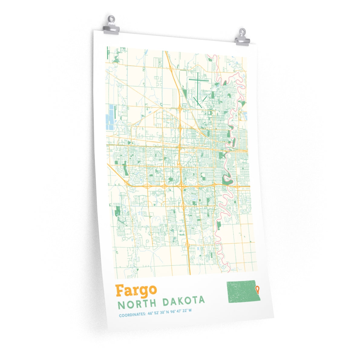 Fargo North Dakota City Street Map Poster - Allegiant Goods Co.