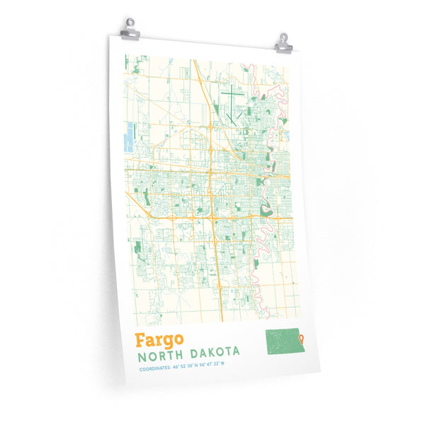 Fargo North Dakota City Street Map Poster - Allegiant Goods Co.