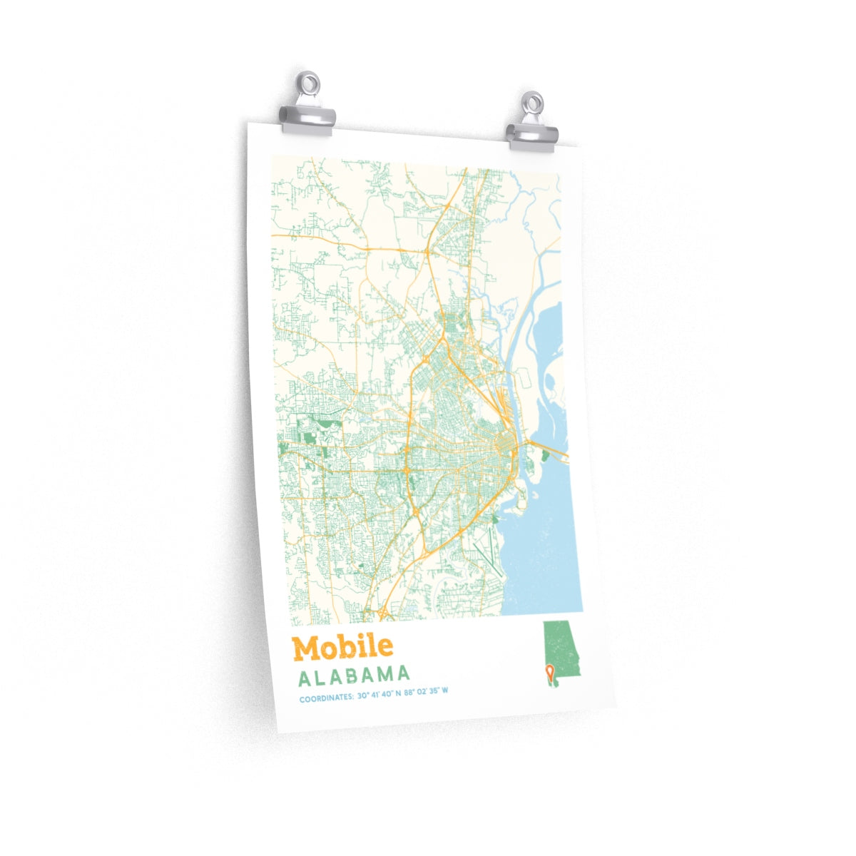 Mobile Alabama City Street Map Poster - Allegiant Goods Co.