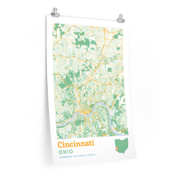 Cincinnati Ohio City Street Map Poster - Allegiant Goods Co.