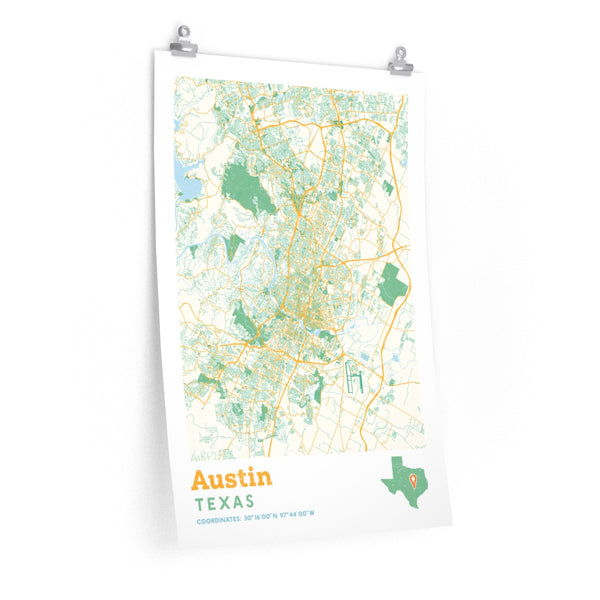 Austin Texas City Street Map Poster - Allegiant Goods Co.