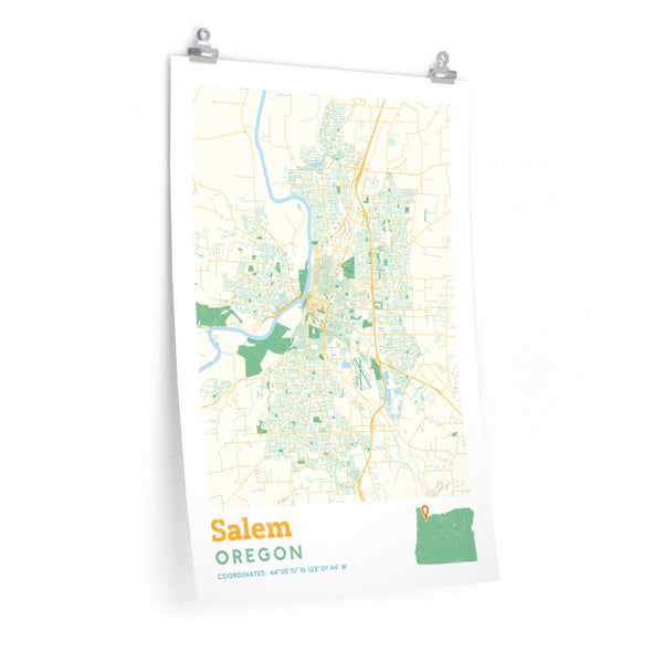 Salem Oregon City Street Map Poster - Allegiant Goods Co.