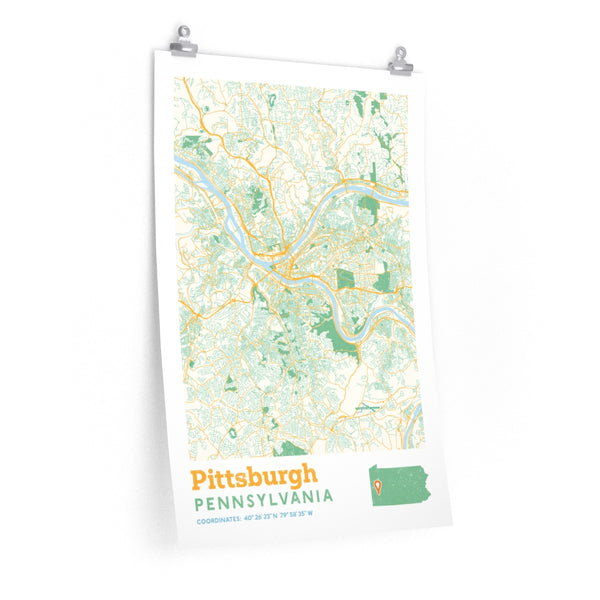 Pittsburgh Pennsylvania City Street Map Poster - Allegiant Goods Co.
