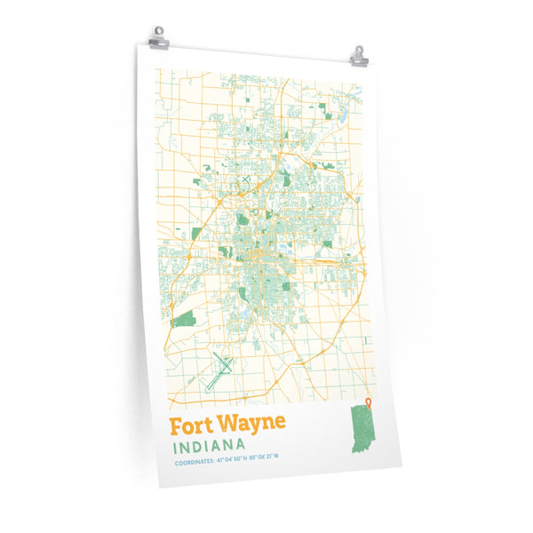 Fort Wayne Indiana City Street Map Poster - Allegiant Goods Co.