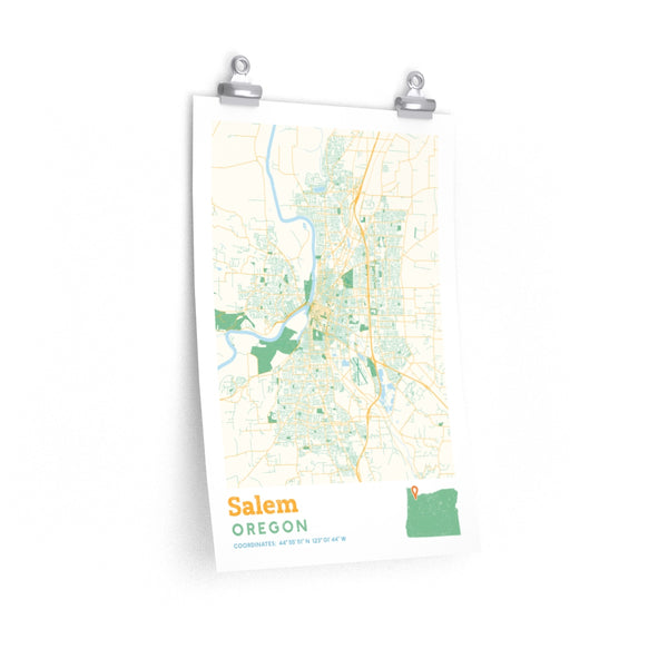 Salem Oregon City Street Map Poster - Allegiant Goods Co.