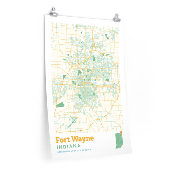 Fort Wayne Indiana City Street Map Poster - Allegiant Goods Co.