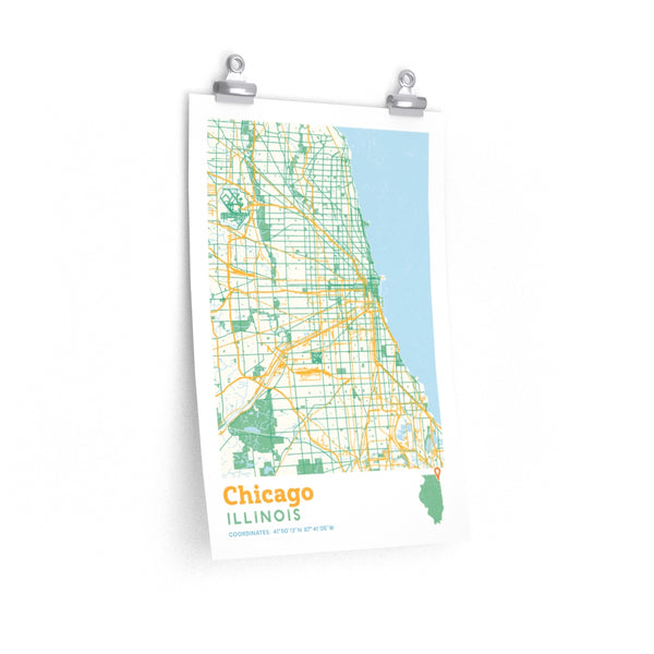 Chicago Illinois City Street Map Poster - Allegiant Goods Co.