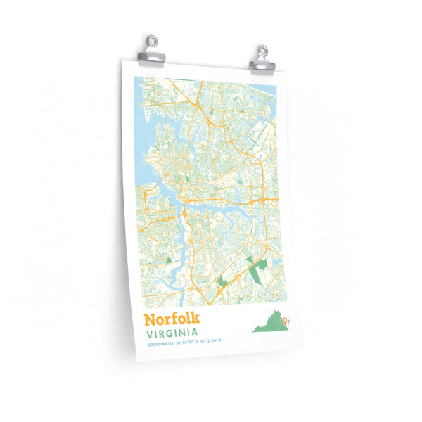 Norfolk Virginia City Street Map Poster - Allegiant Goods Co.