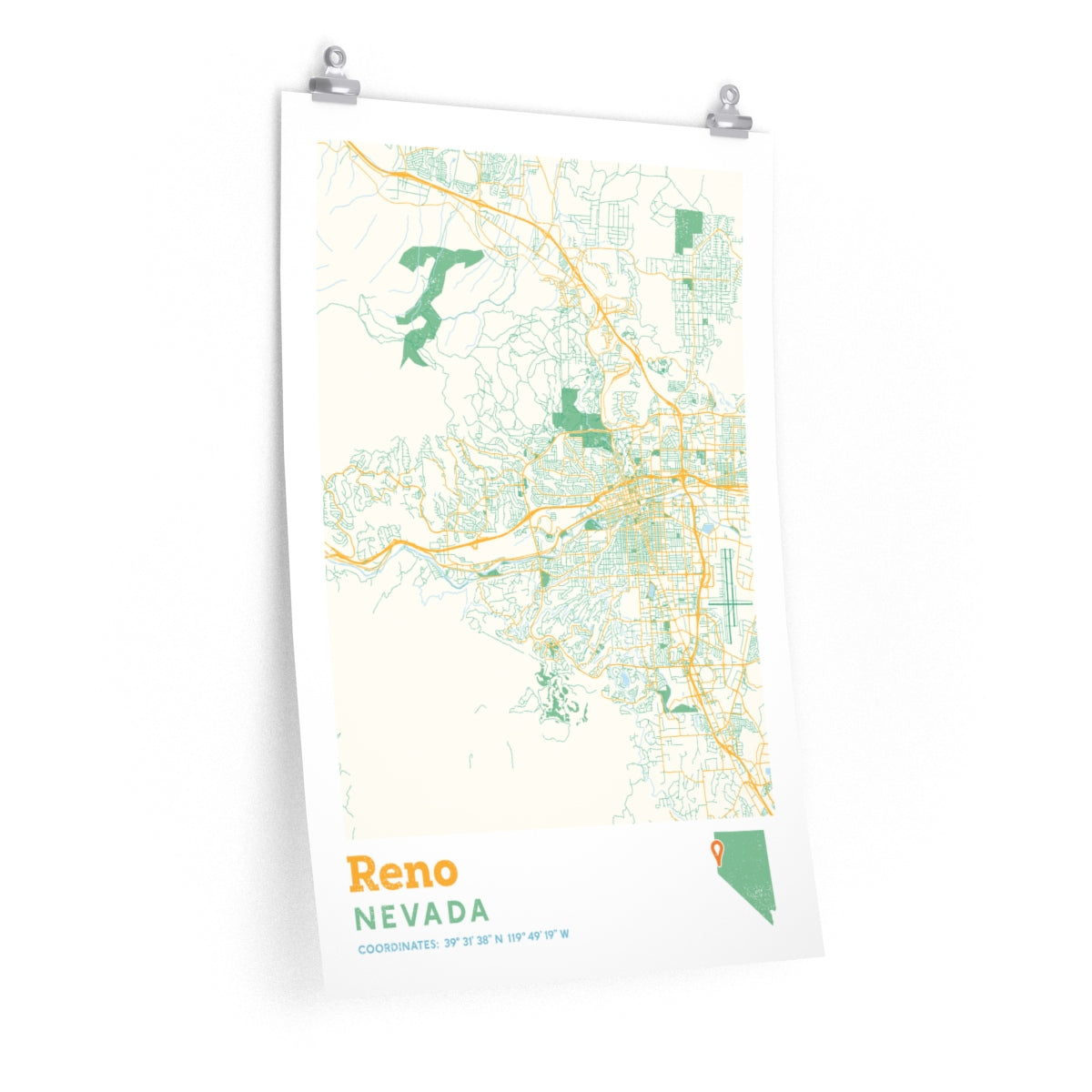 Reno Nevada City Street Map Poster - Allegiant Goods Co.