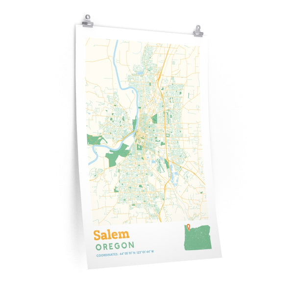 Salem Oregon City Street Map Poster - Allegiant Goods Co.