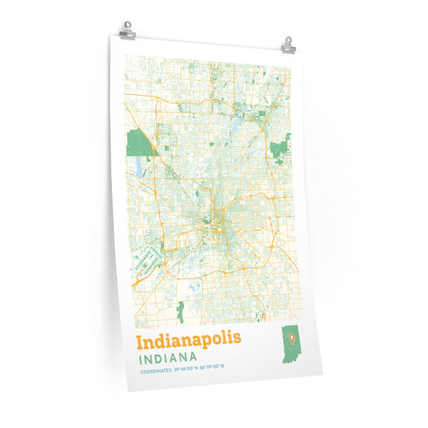 Indianapolis Indiana City Street Map Poster - Allegiant Goods Co.