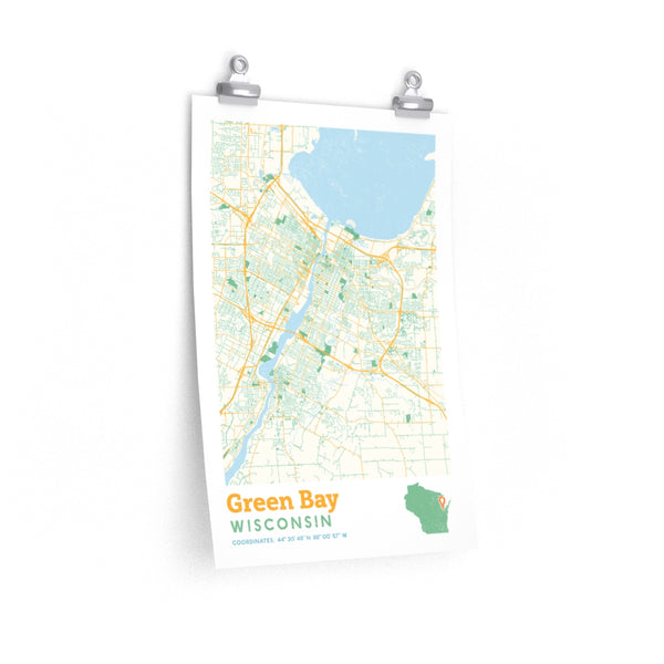 Green Bay Wisconsin City Street Map Poster - Allegiant Goods Co.
