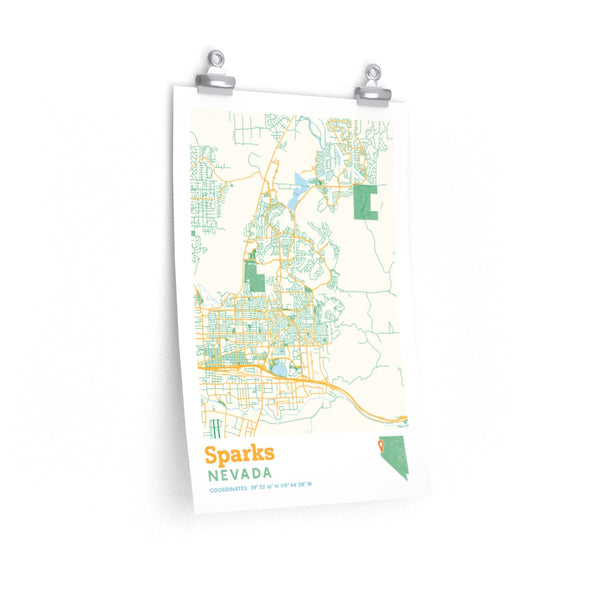 Sparks Nevada City Street Map Poster - Allegiant Goods Co.
