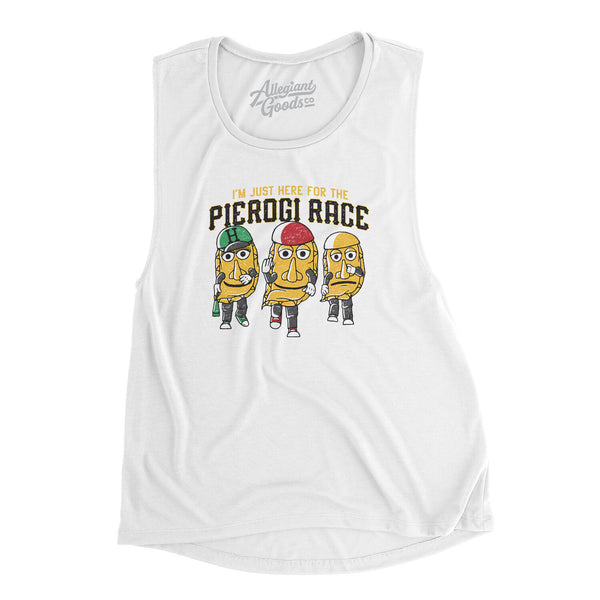 I’m Just Here For The Pierogi Race Women's Flowey Scoopneck Muscle Tan ...